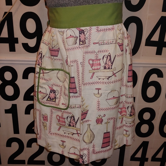 Vintage | Kitchen | Vintage Retro Kitchen Print Handmade Half Apron ...